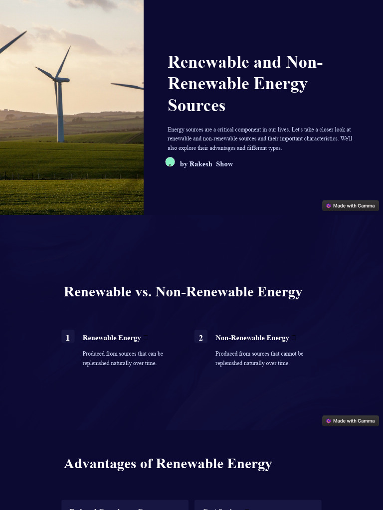 Renewable and Non Renewable Energy Sources | PDF | Renewable Energy ...