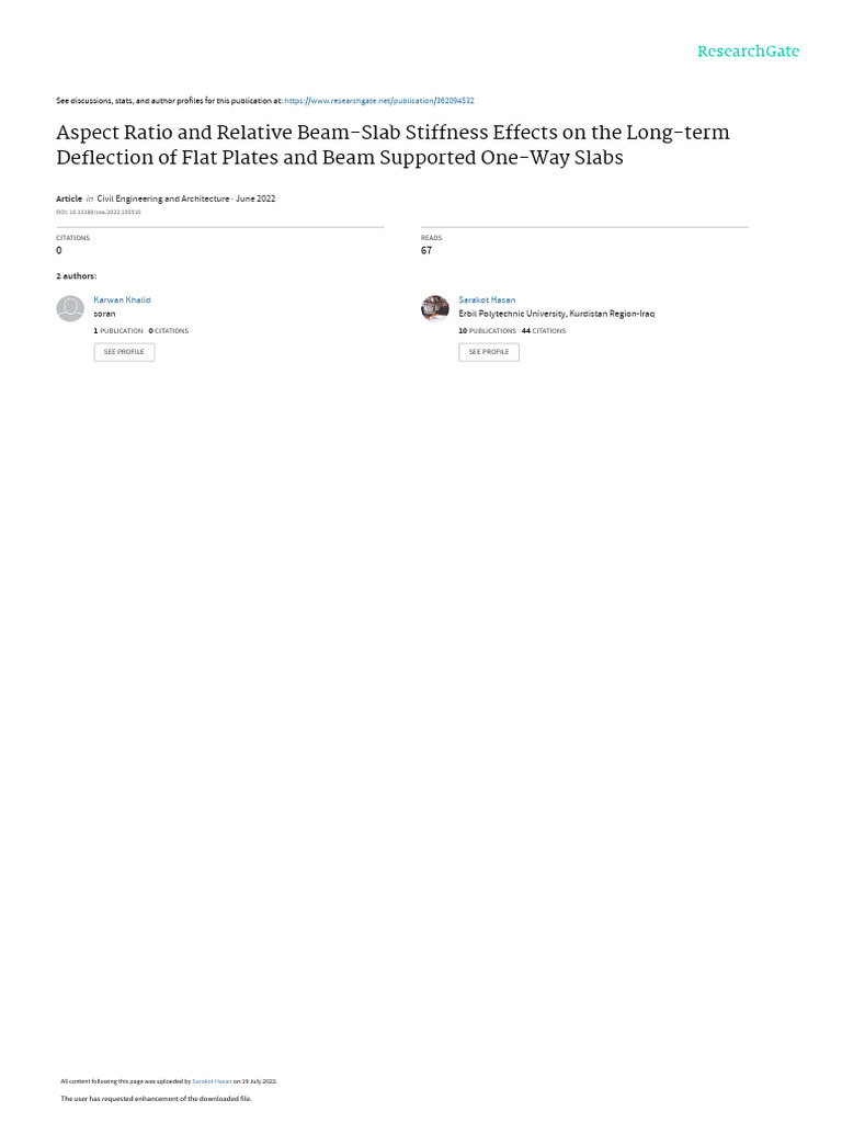 Aspect Ratio and Relative Beam-Slab Stiffness Effects On The Long-Term ...