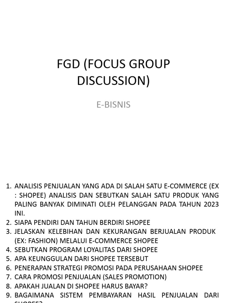 FGD (Focus Group Discussion) | PDF
