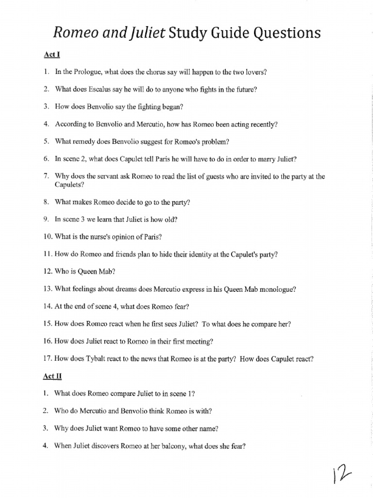 Romeo and Juliet Student Packet | PDF