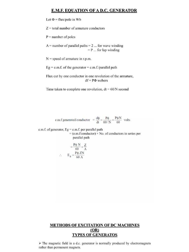Emf Equation and Characteristics | PDF