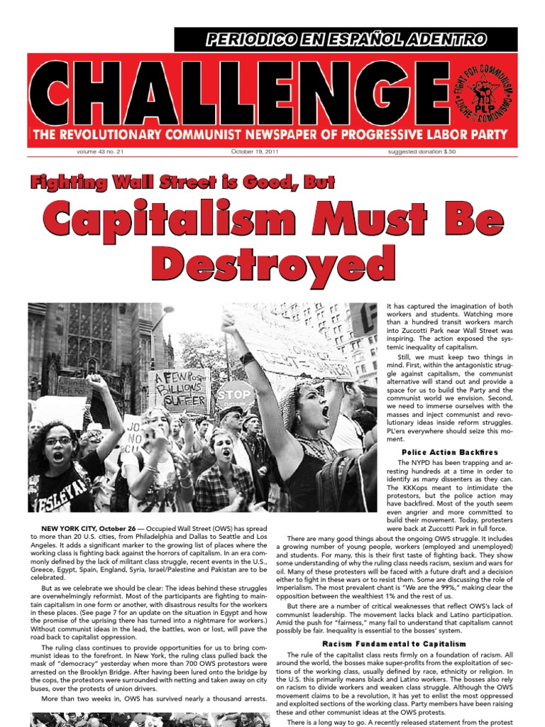 Capitalism Must Be Destroyed: Fighting Wall Street Is Good, But | PDF ...