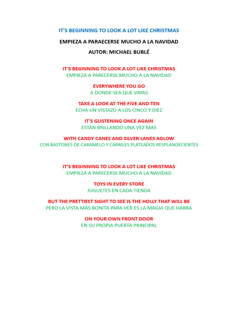 Cristmas - Cancion en Ingles - Español | PDF | Villancicos | Canciones ...