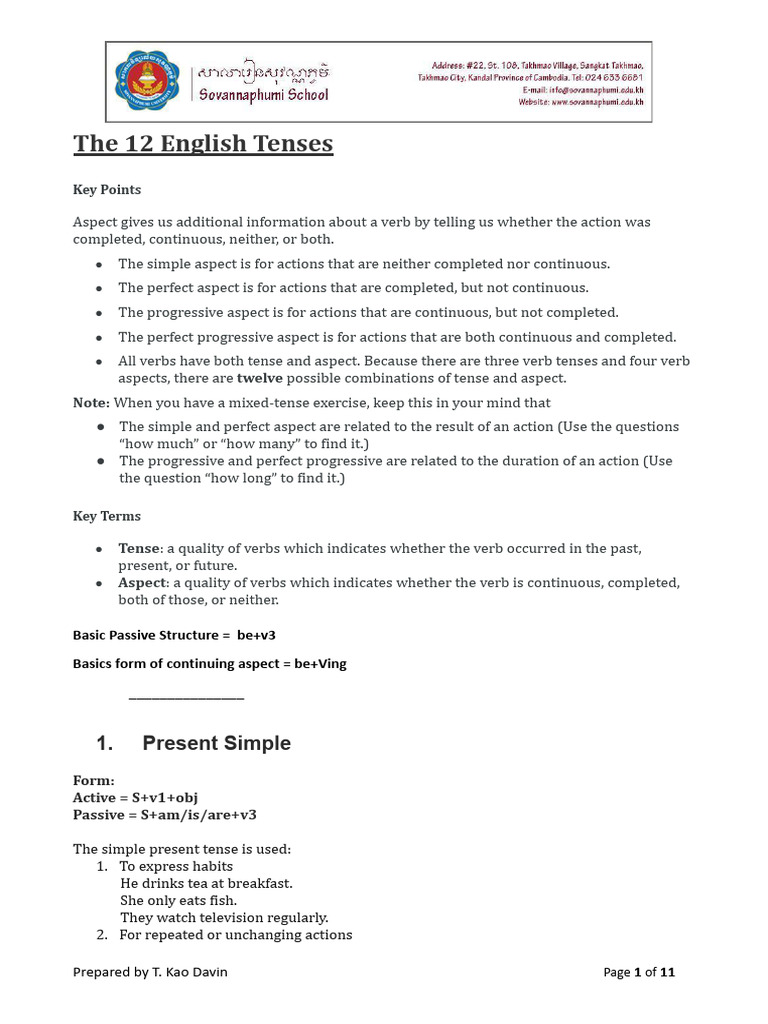 The 12 English Tenses | PDF