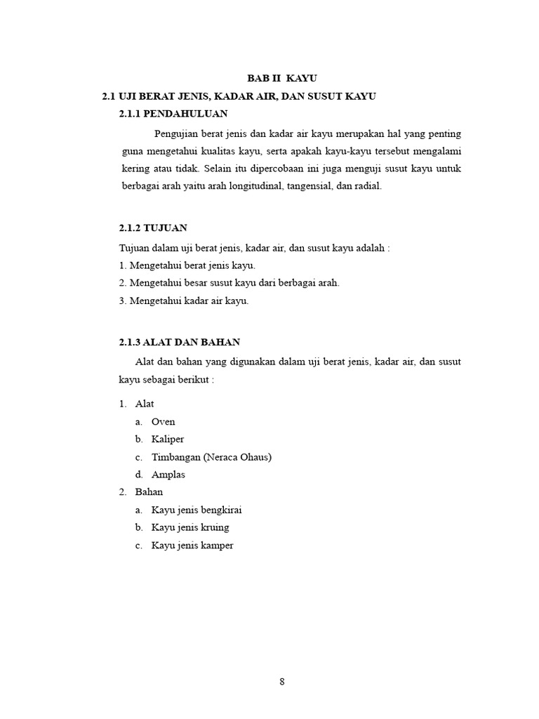 Susut Kayu Pembahasan Word | PDF