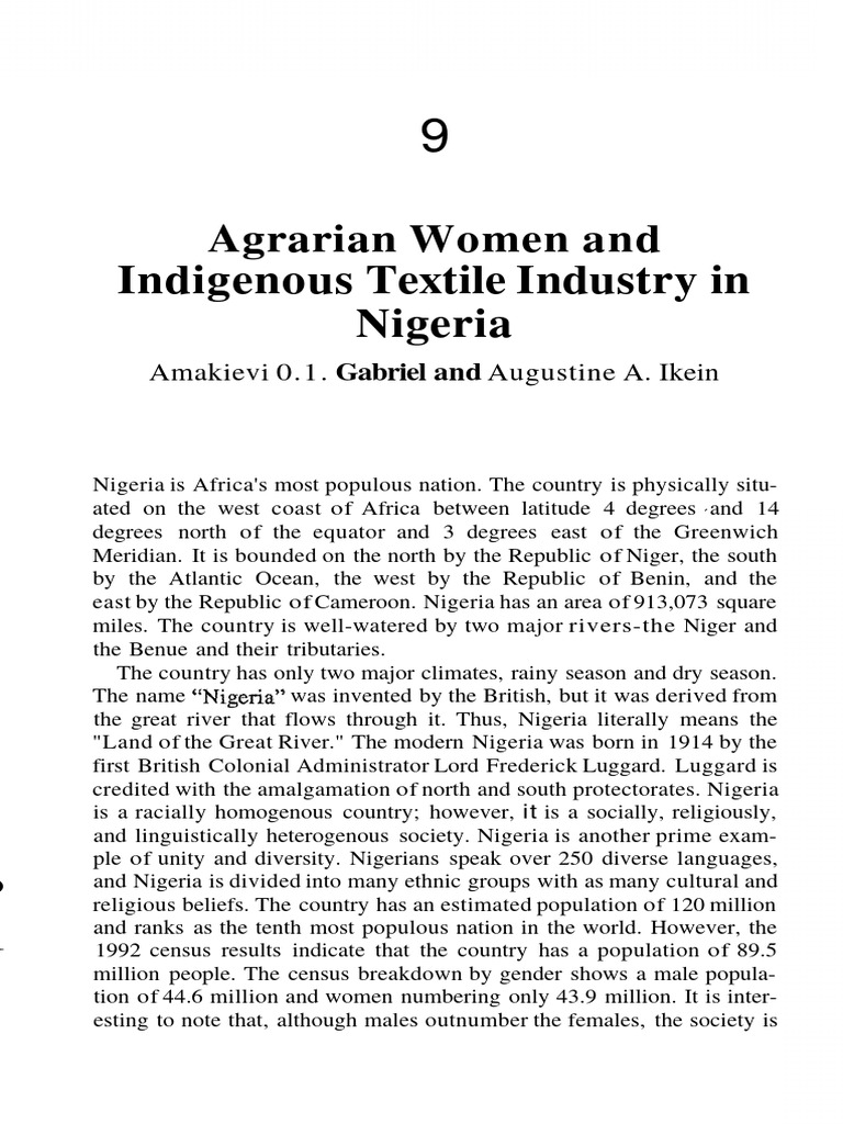 Indigenous Textile Industry in Nigeria: Agrarian Women and | PDF ...