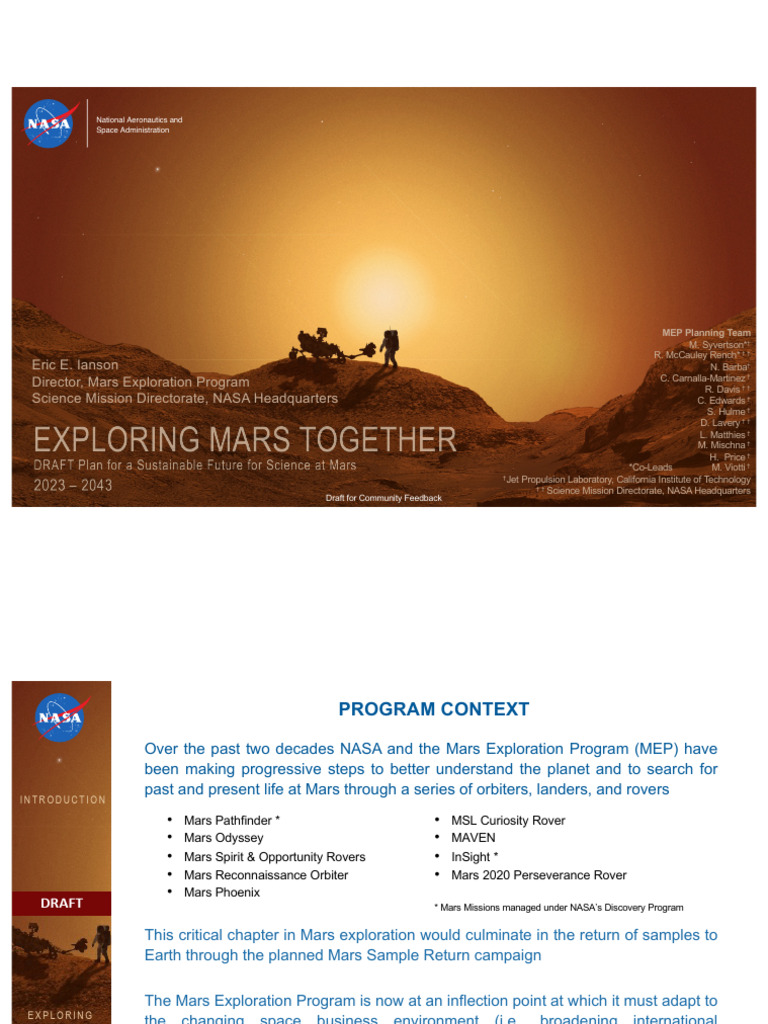 Mars Exploration Program Future Plan | PDF