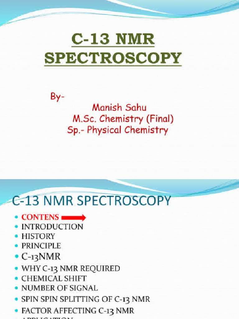 c13 NMR Spectros | PDF