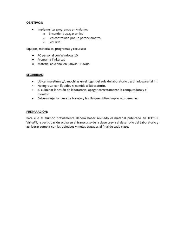 Laboratorio 14 - Configuracion y Programacion en Arduino | PDF