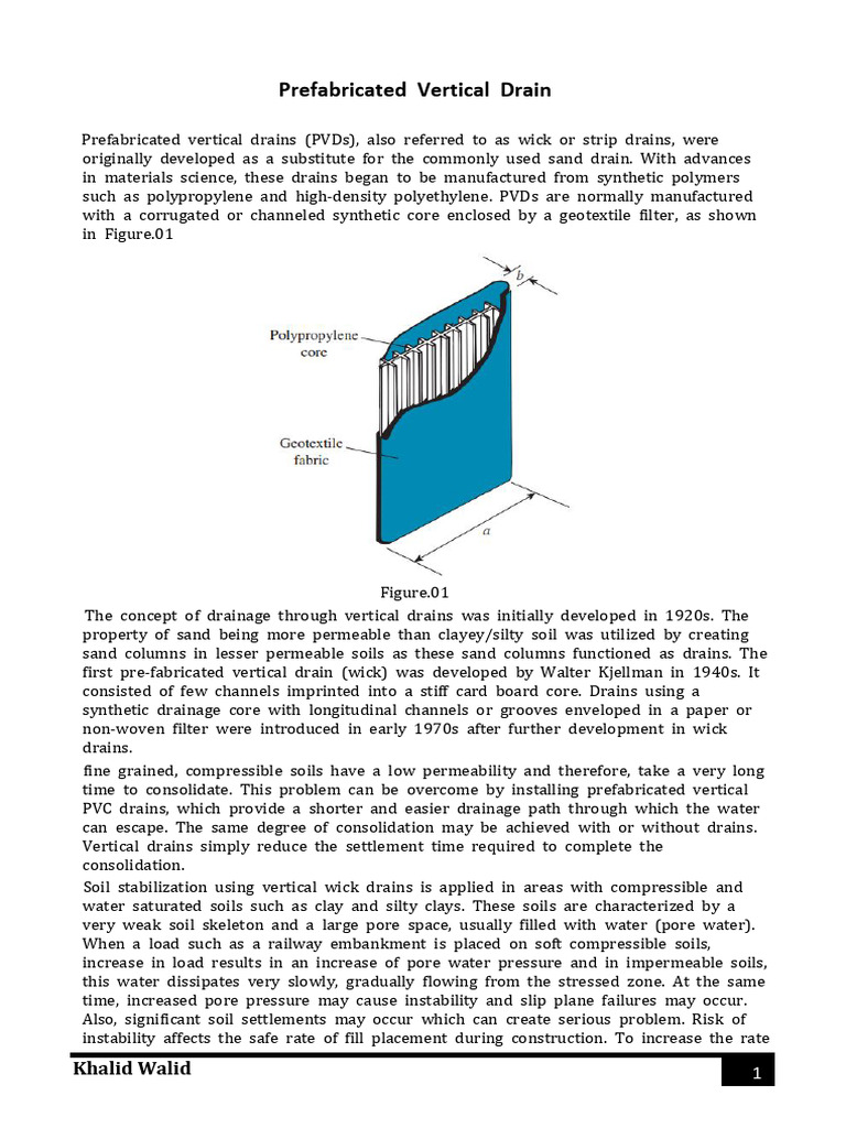 Prefabricated Vertical Drain: Khalid Walid | PDF | Drainage | Porosity