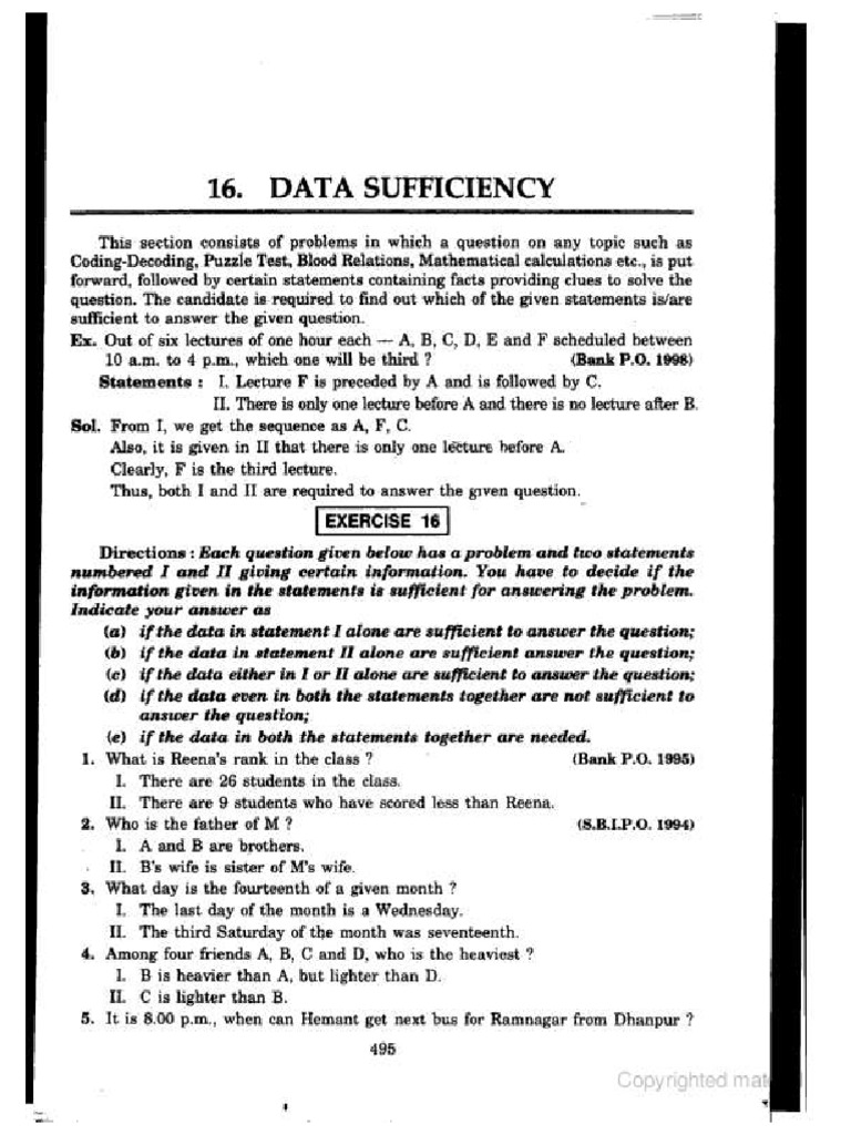 Data Sufficiency | PDF