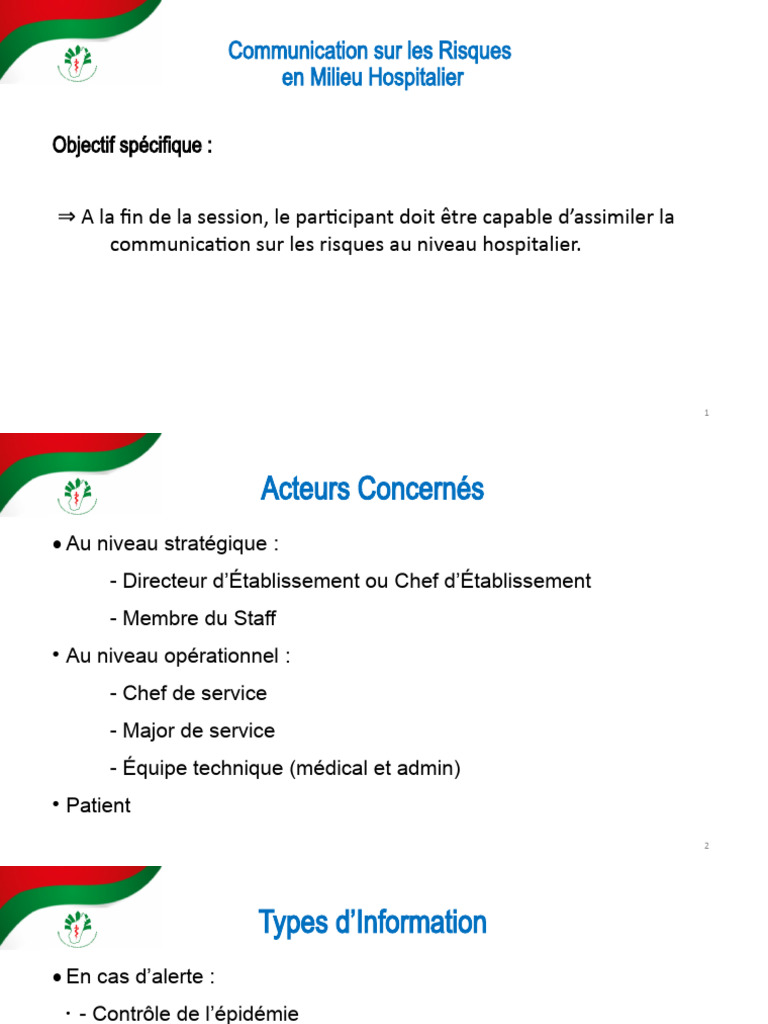 Communication des Risques Hospitaliers | PDF