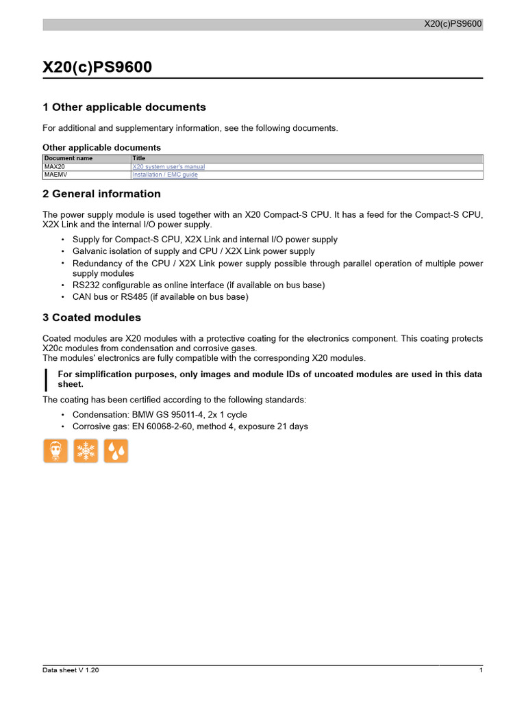 X20PS9600-en V1.20 | PDF | Power Supply | Programmable Logic Controller