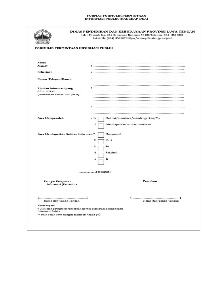 Formulir Permintaan Informasi Publik | PDF