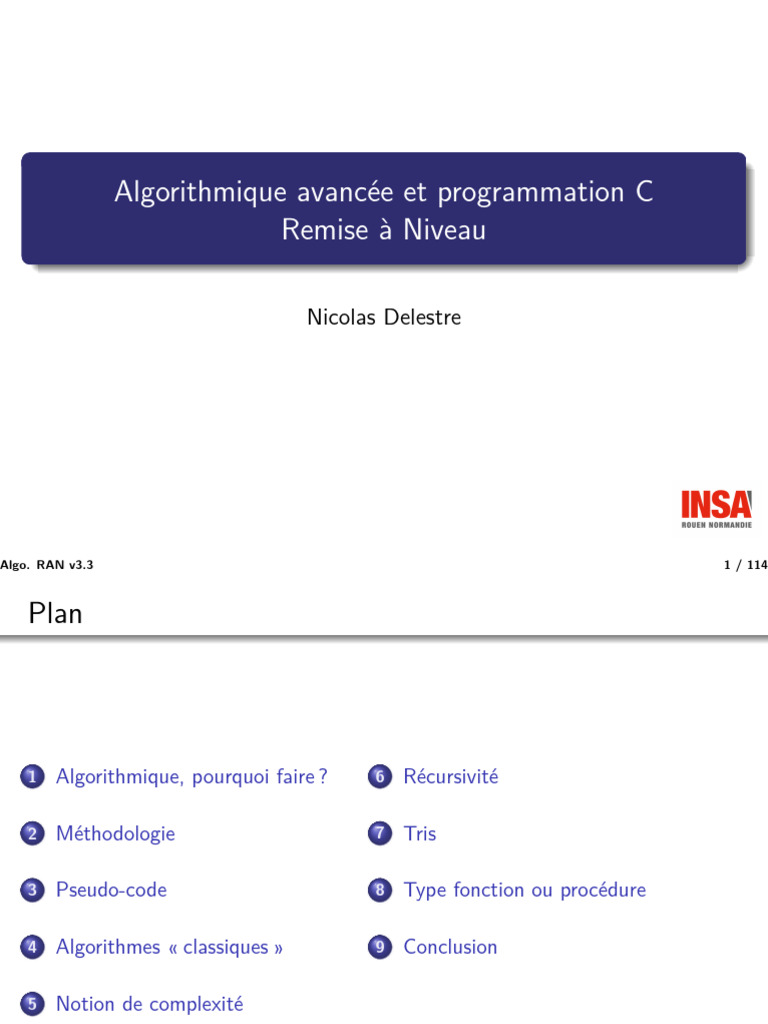 Algorithmique avancée en C : Guide complet | PDF | Programmation ...