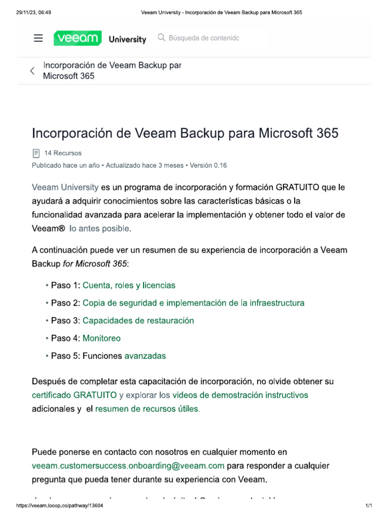 1 Incorporación de Veeam Backup para Microsoft 365 | PDF