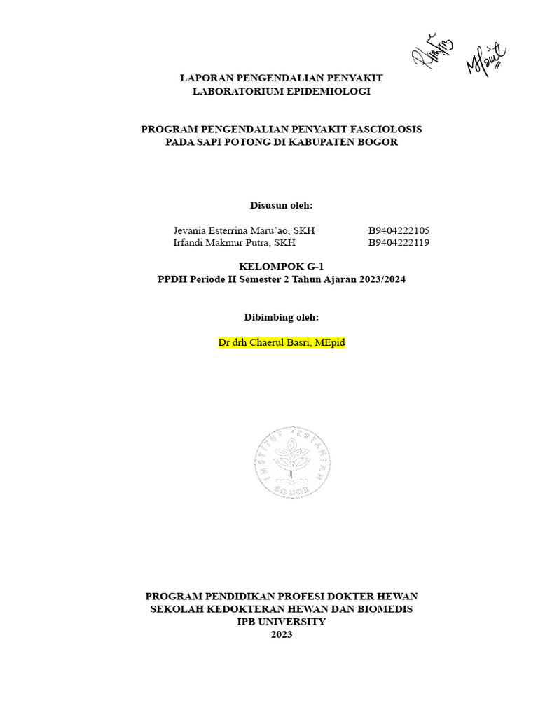 PPDH - G1-K1 - Rev Makalah - Fasciolosis - CB Comments 25082023 | PDF | Kesehatan Holistik