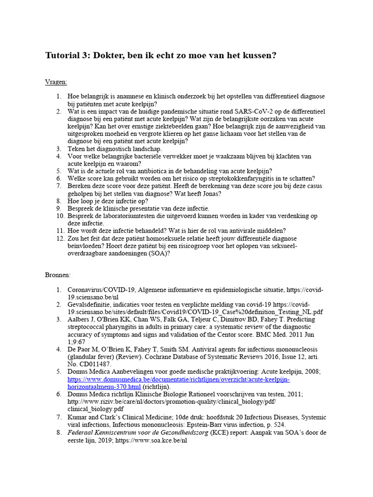 Tutorial 3 Vragen en Bronnen | PDF