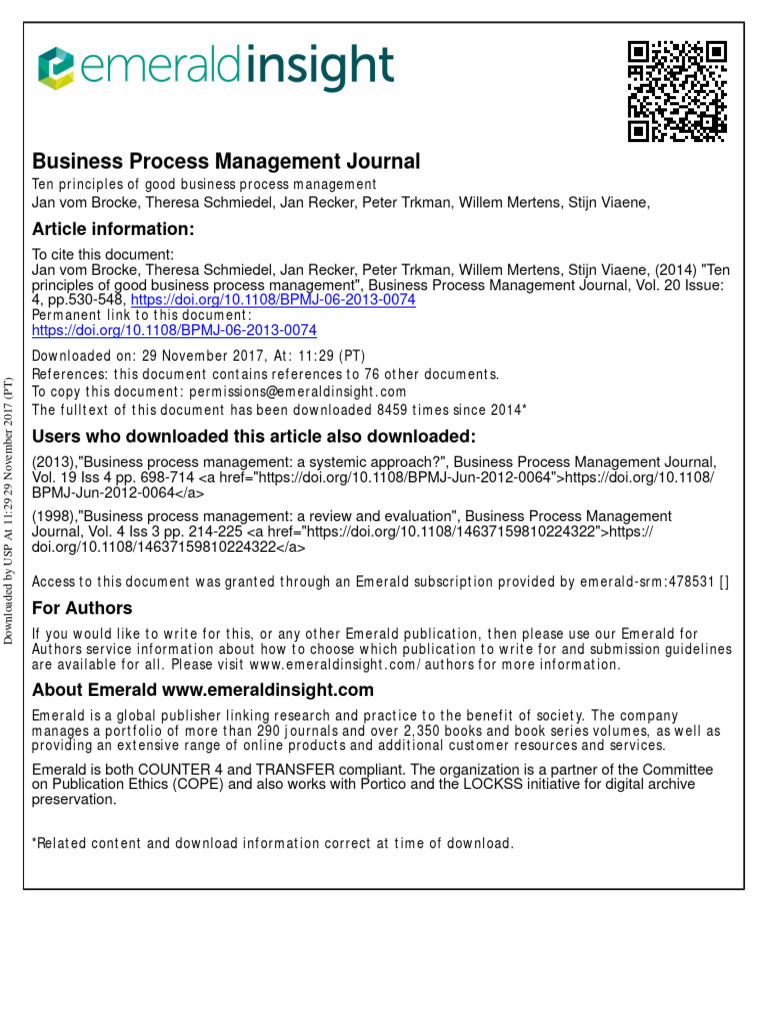 10 Principles Good BPM | PDF