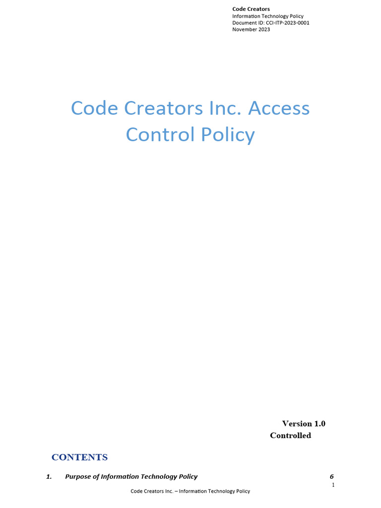 Access Control Policy | PDF