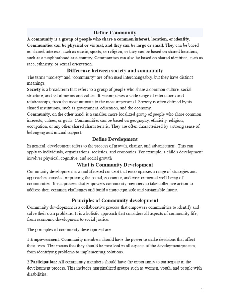 Community Development | PDF | Community | Empowerment