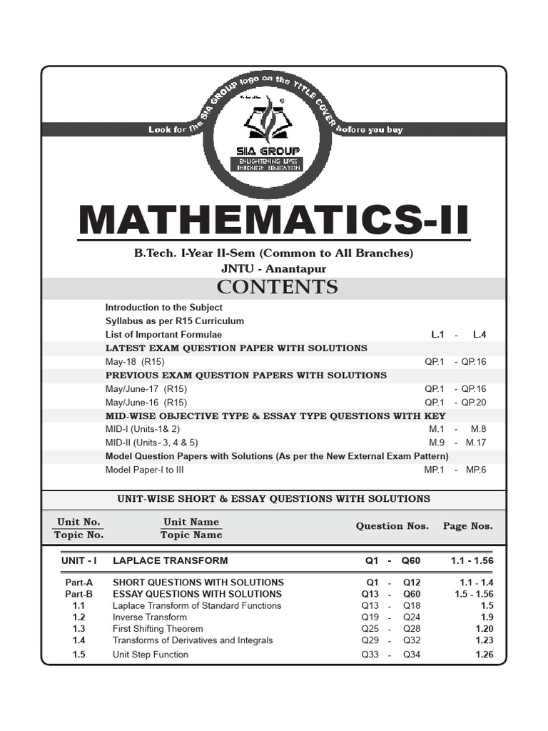 Mathematics-Ii: B.Tech. I-Year Ii-Sem (Common To All Branches) Jntu ...