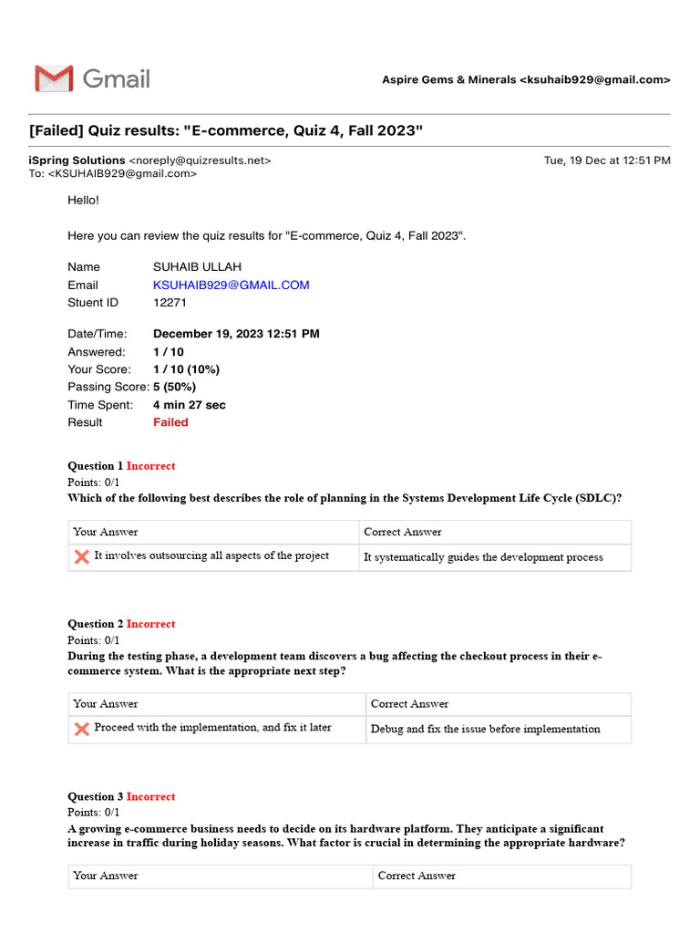 (Failed) Quiz Results E-Commerce, Quiz 4, Fall 2023 | PDF | World Wide ...