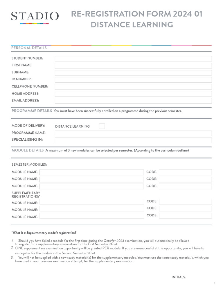 STADIO Re-Registration Application 2024 01 | Download Free PDF | Qualifications | Vocational ...