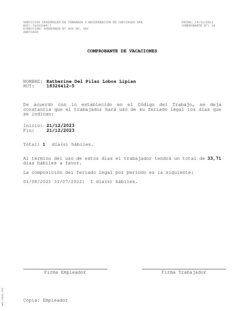 Comprobante De Feriado Katherine Lobos 21 12 2023 Pdf