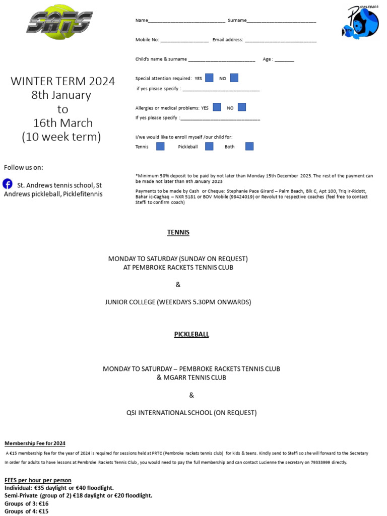 SATS Winter 2024 Application Form | PDF