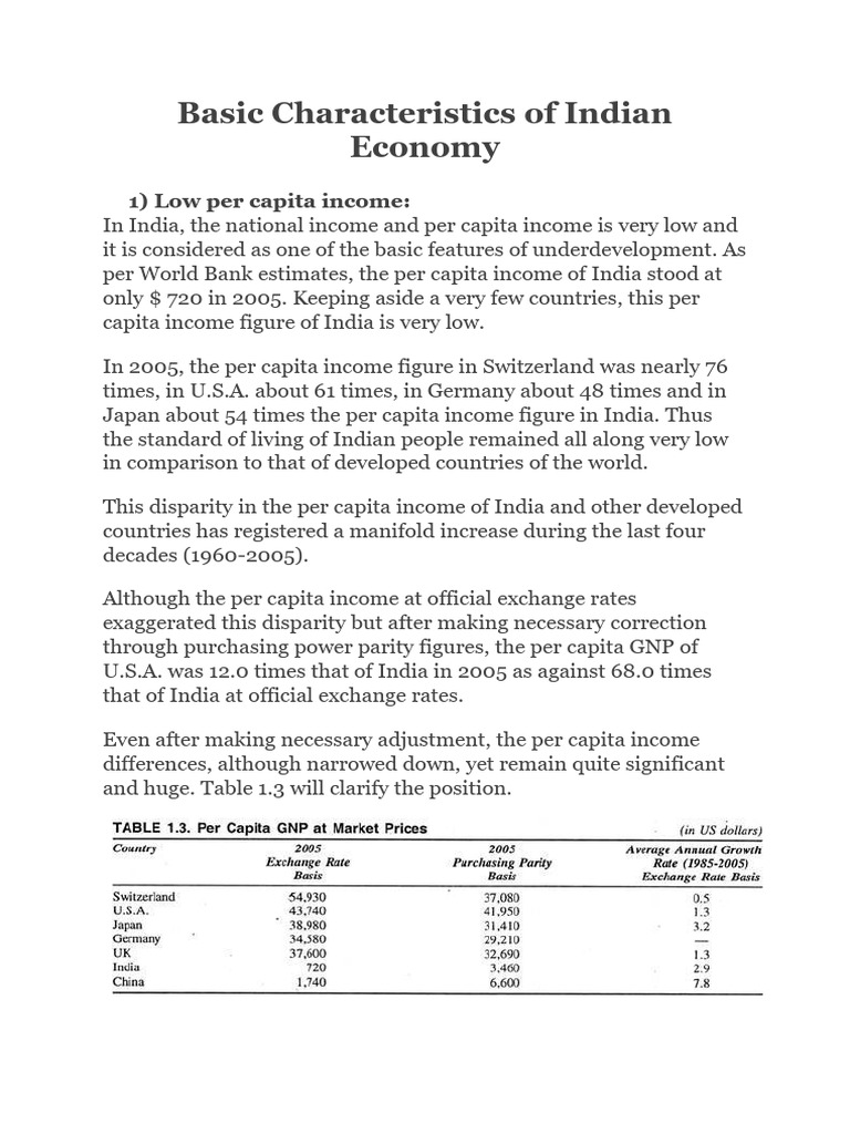 Key Features of the Indian Economy | PDF | Unemployment | Economic Growth