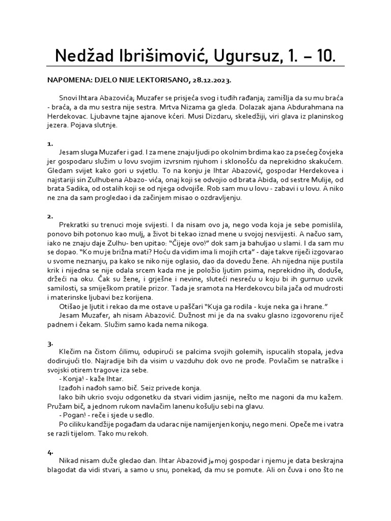 Ugursuz, Nedžad Ibrišimović, Odlomak 1.-10. | PDF