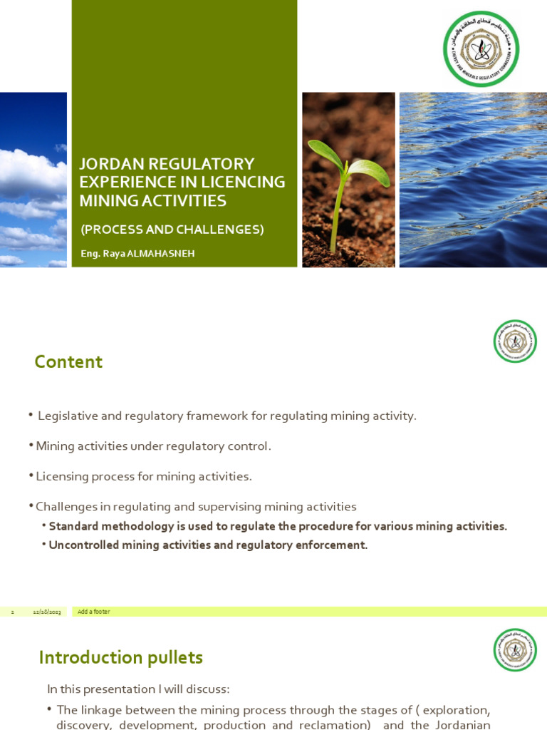 Jordan Regulatory Experience in Licencing Mining Activities-Updated | PDF