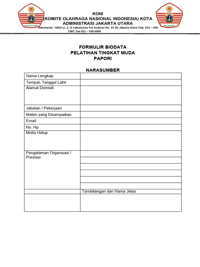 Form Biodata Narasumber | PDF Form Biodata Narasumber | PDF