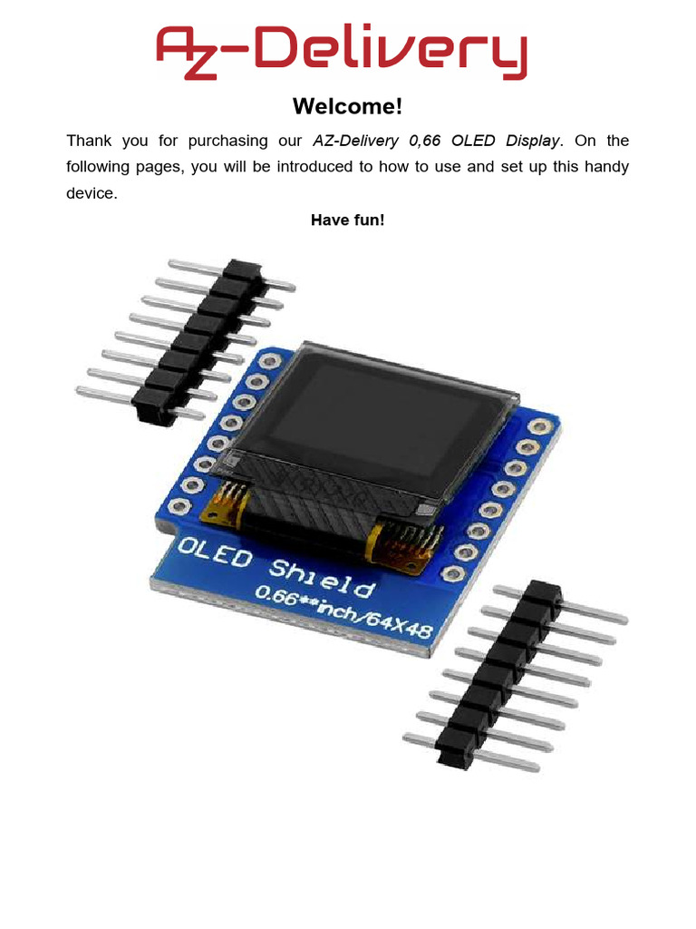 0,66 Oled Display Shield - EN | PDF | Light Emitting Diode | Arduino