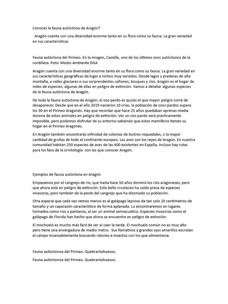 Fauna Autóctona de Aragón: Especies Clave | PDF | Fauna | Osos