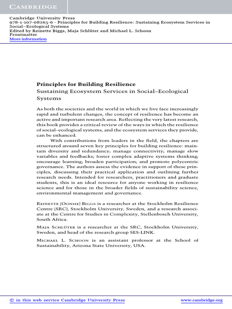 Resenha Principios Da Resiliencia | PDF | Ecological Resilience | Ecology
