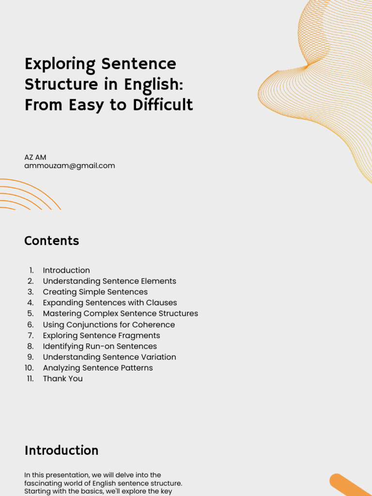 Exploring Sentence Structure in English - From Easy To Difficult | PDF ...