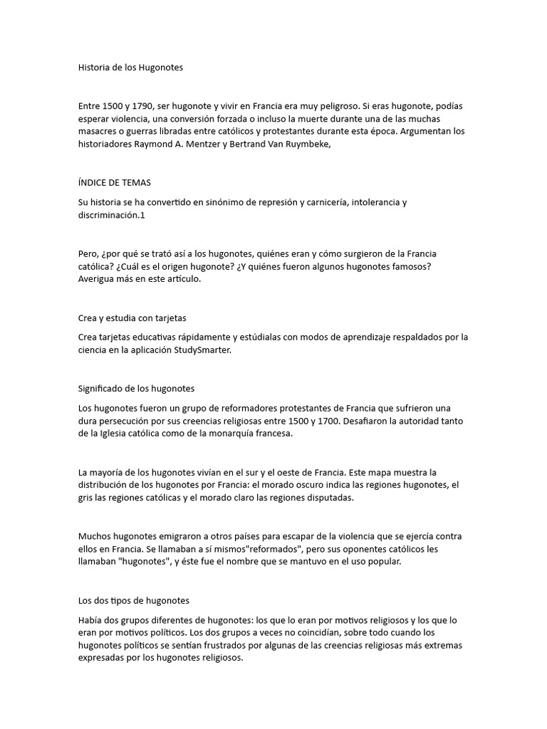 Historia de Los Hugonotes | PDF | calvinismo | protestantismo
