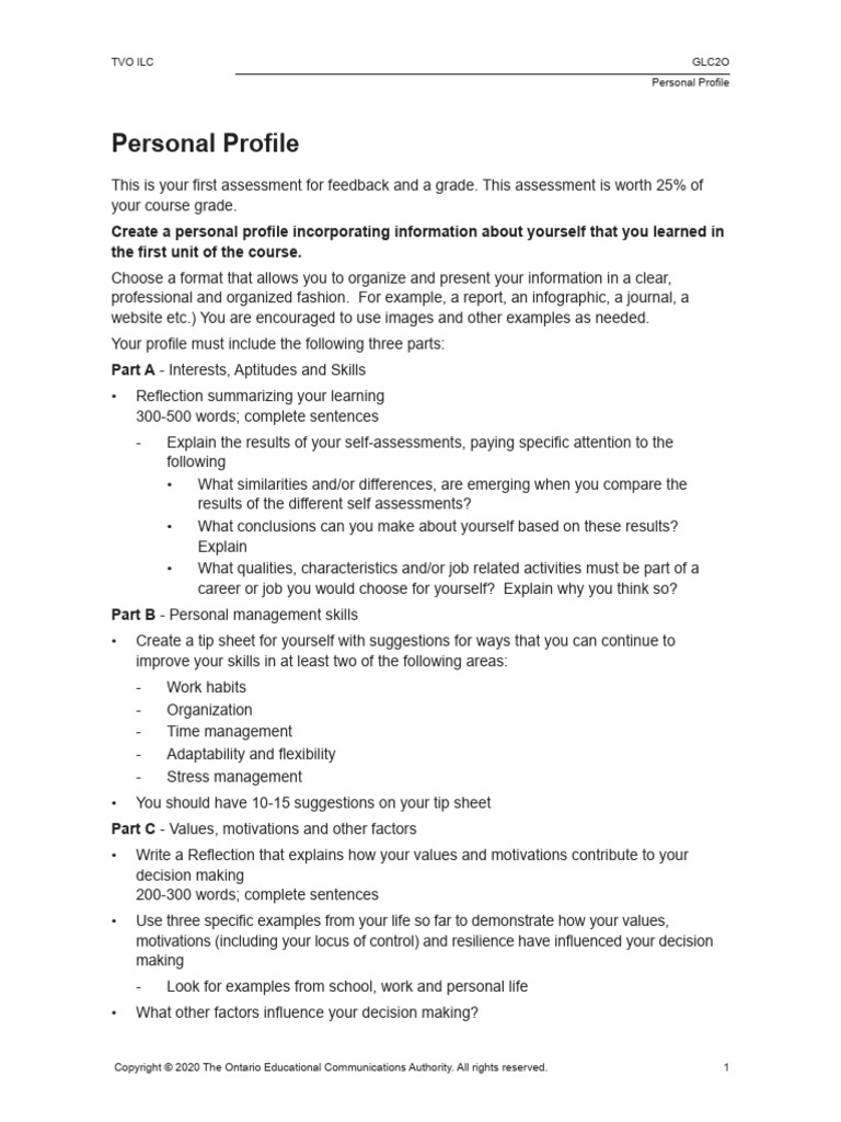 Personal Profile Assessment | PDF