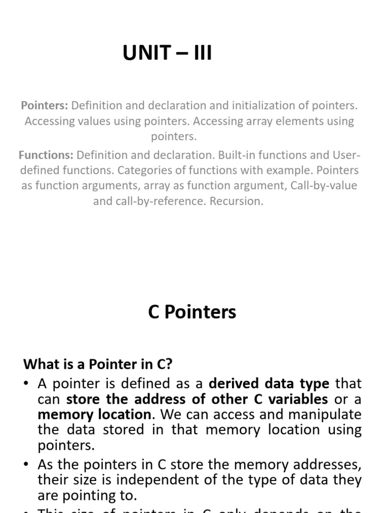 Pointers Pdf Pointer Computer Programming Parameter Computer Programming 