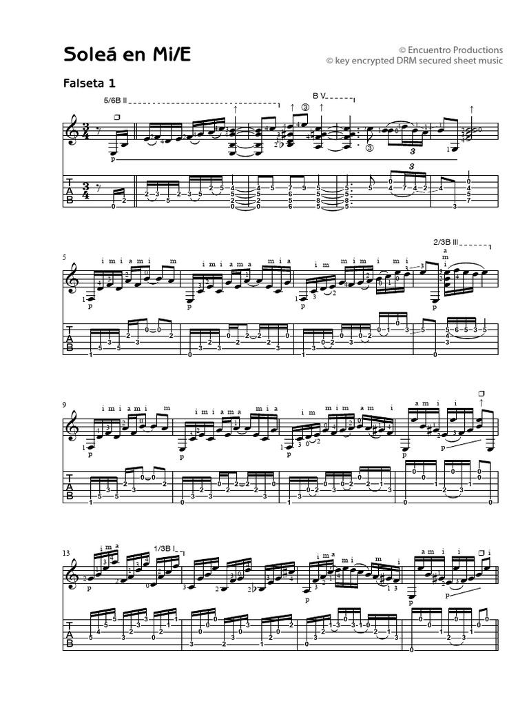 Guitar Sheet Music and Tabs Solea in Mi E | PDF | Character Encoding ...