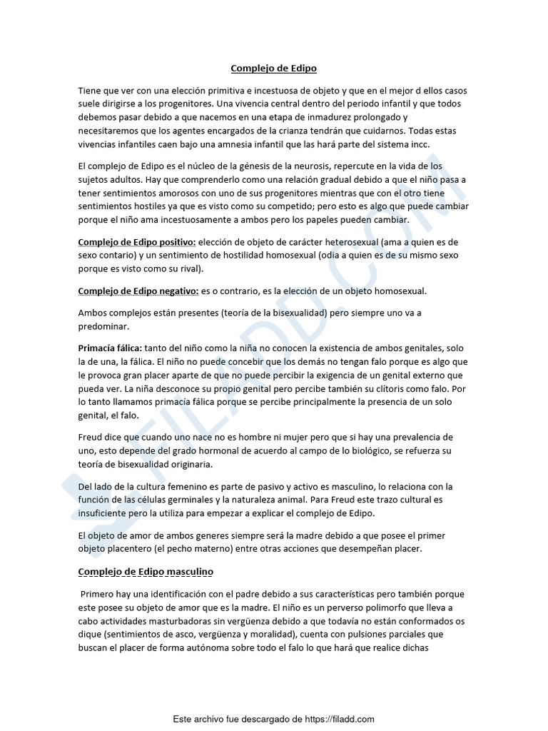 Complejo de Edipo: Teoría y Dinámicas | PDF