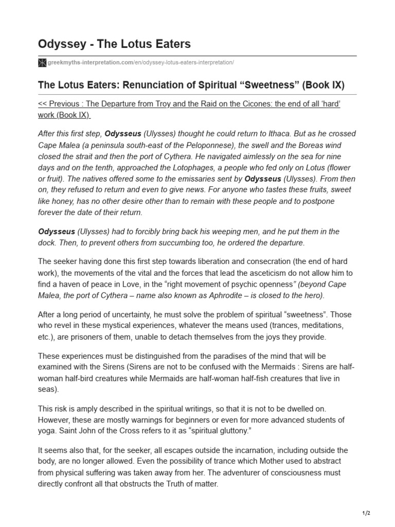 Odyssey - The Lotus Eaters | PDF | Poems | Homer