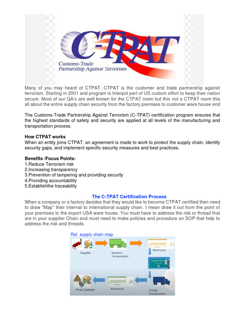 How CTPAT Works: The C-TPAT Certification Process | PDF | Supply Chain | Computer Security