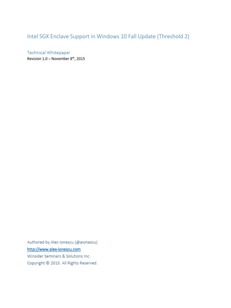 Silo - Tips - Intel SGX Enclave Support in Windows 10 Fall Update Threshold 2 | PDF | Computers