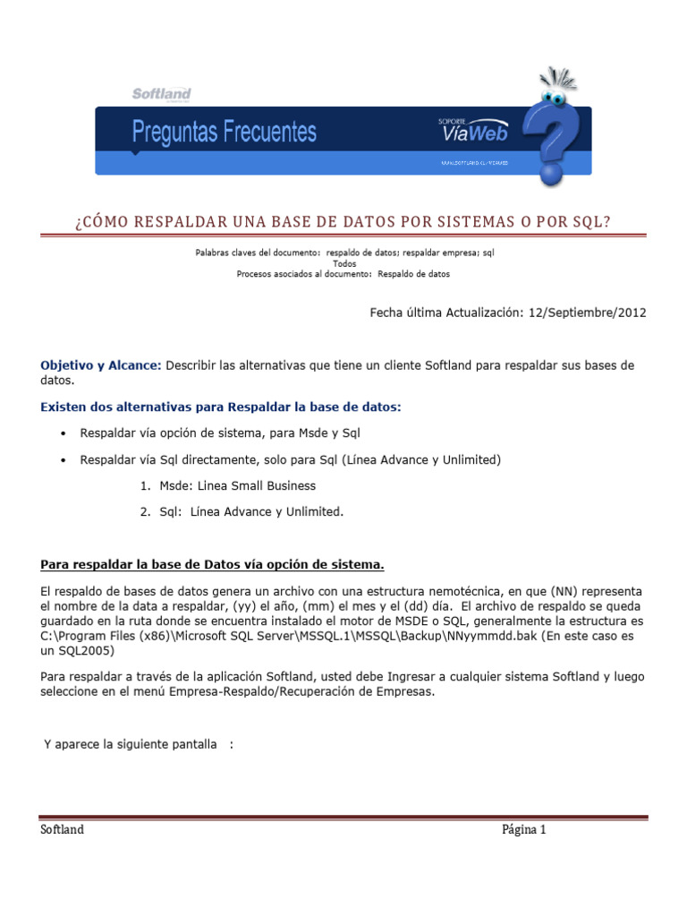 1 - Como Respaldar Datos Por Sistemas o Por SQL | PDF | Servidor SQL de Microsoft | Apoyo