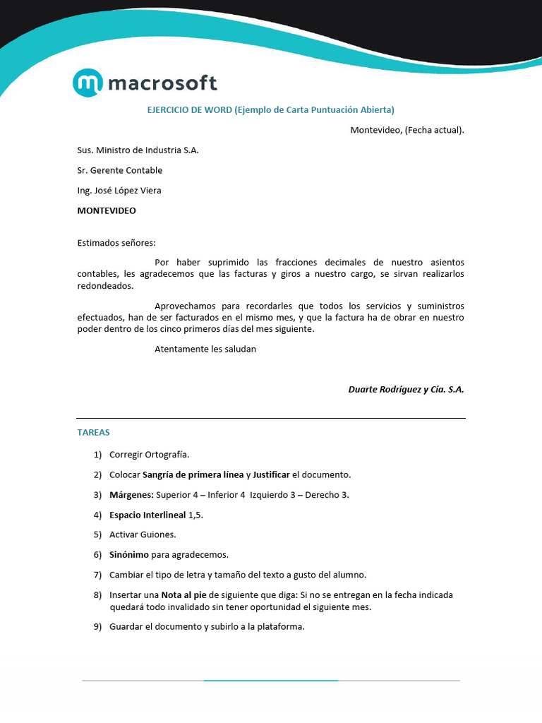 Ejercicio 2 de Word Básico | PDF