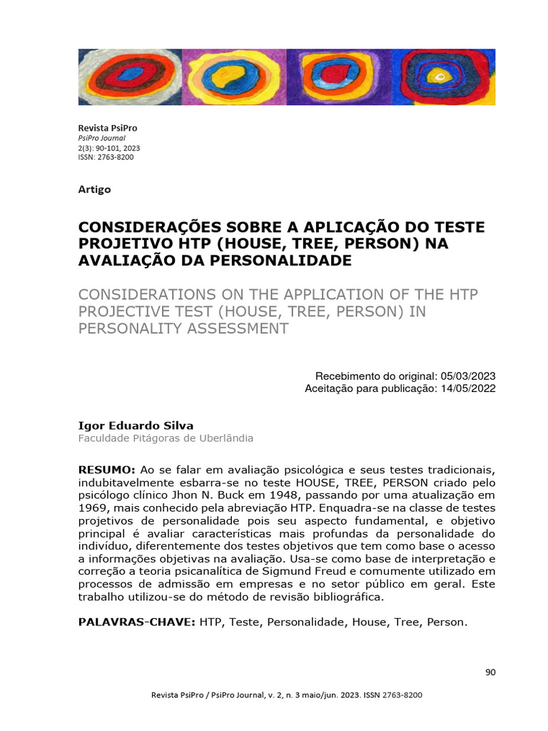 Considerações Sobre A Aplicação Do Teste Projetivo HTP (House, Tree ...