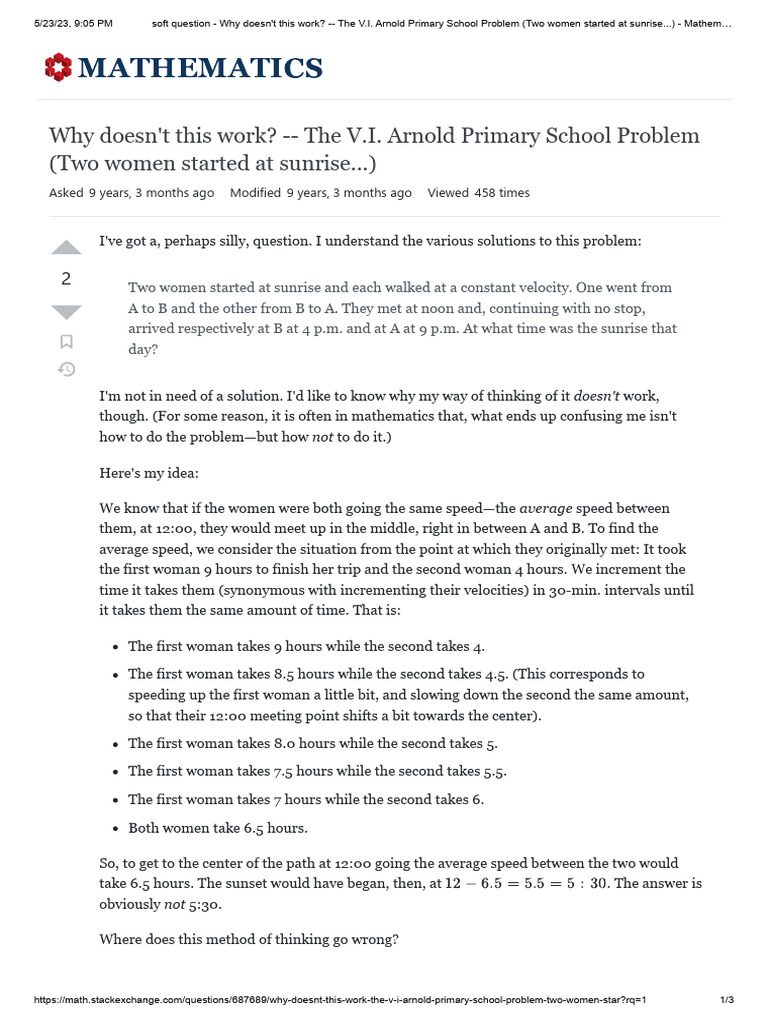 Soft Question - Why Doesn't This Work - The V.I. Arnold Primary School ...